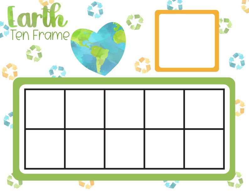 Earth Day Ten Frame Preschool Worksheet Preschool Printable - Etsy