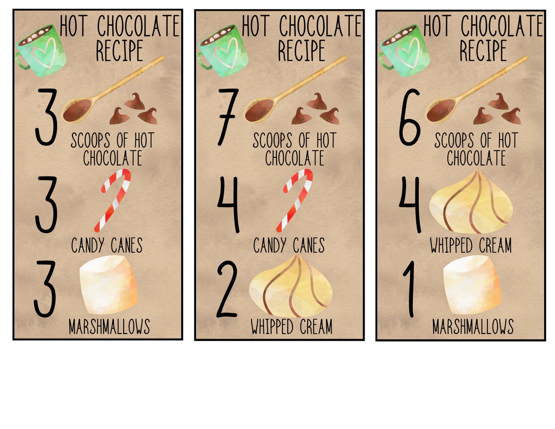 Hot Chocolate Recipe Cards Montessori Materials Sensory Bin - Etsy