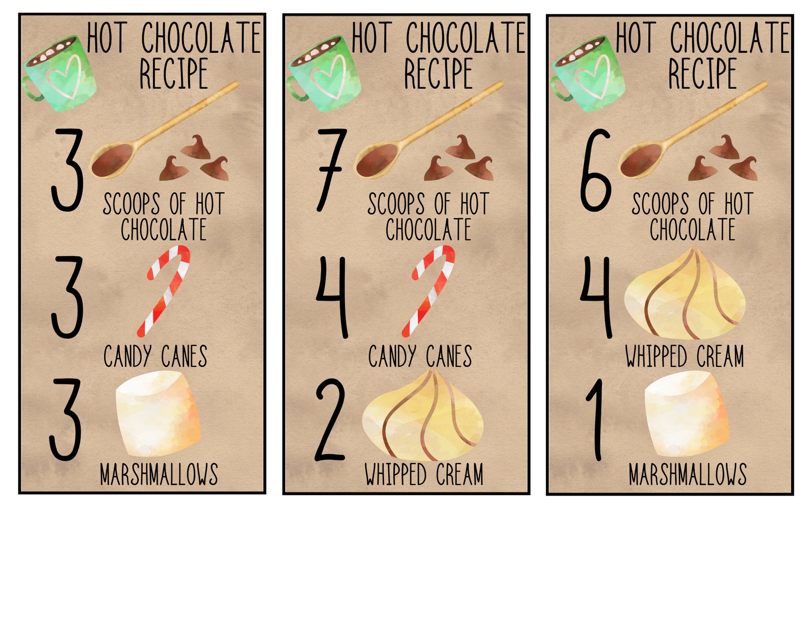 Hot Chocolate Recipe Cards Montessori Materials Sensory Bin - Etsy