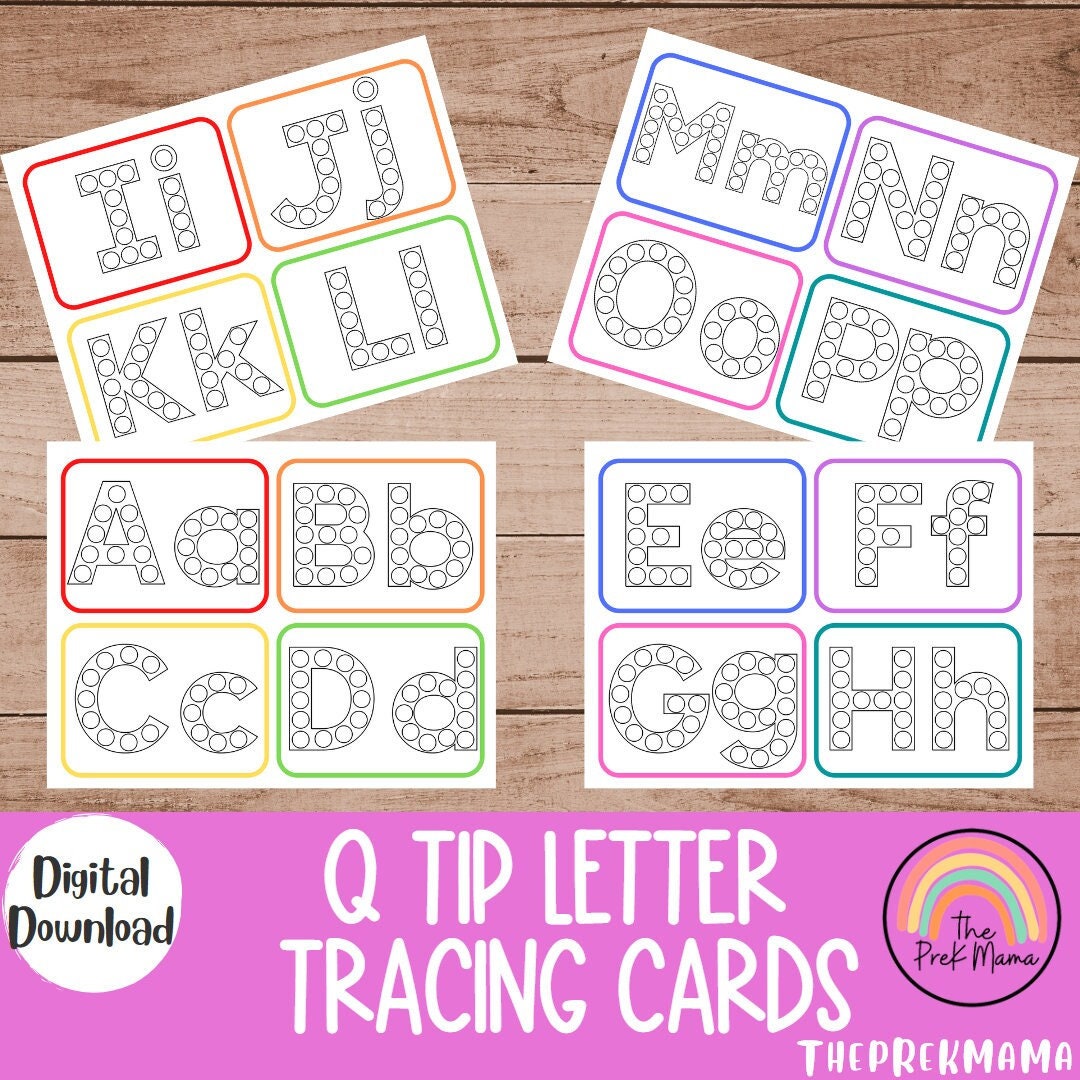 Cotton Swab Letter Tracing Cards, Preschool Printable, Homeschool ...