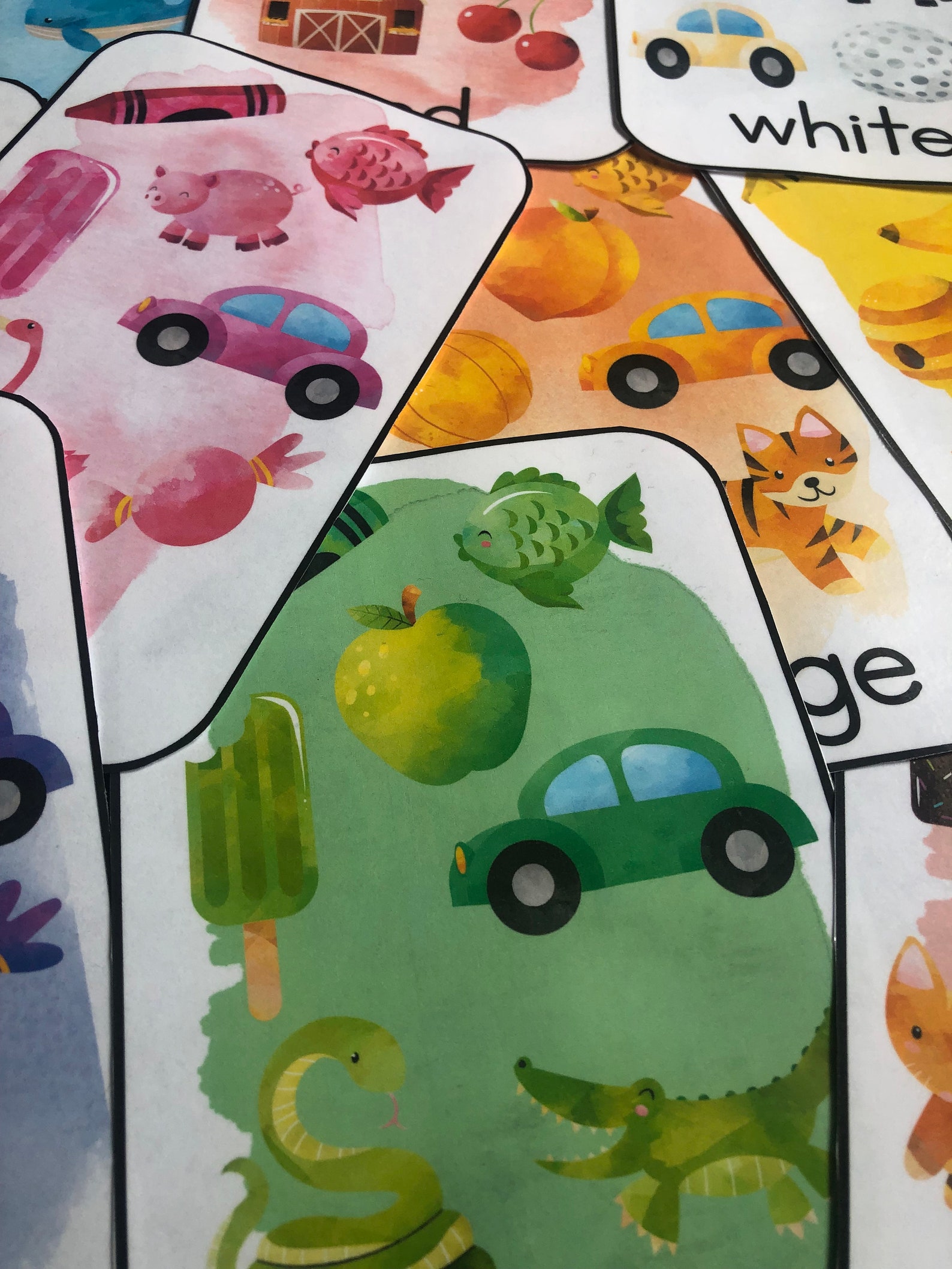 Color Posters / Flash Cards Preschool Printable Watercolor - Etsy