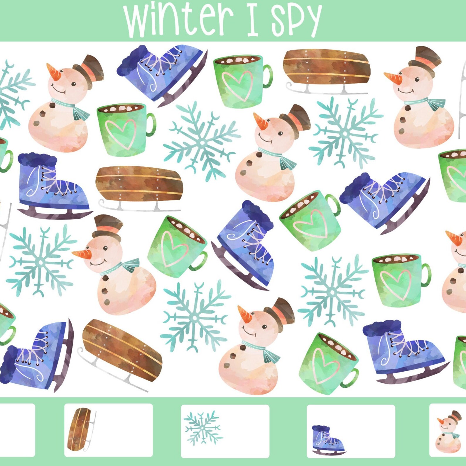 Winter I Spy, Preschool Game, Winter Preschool Printable, Homeschool ...