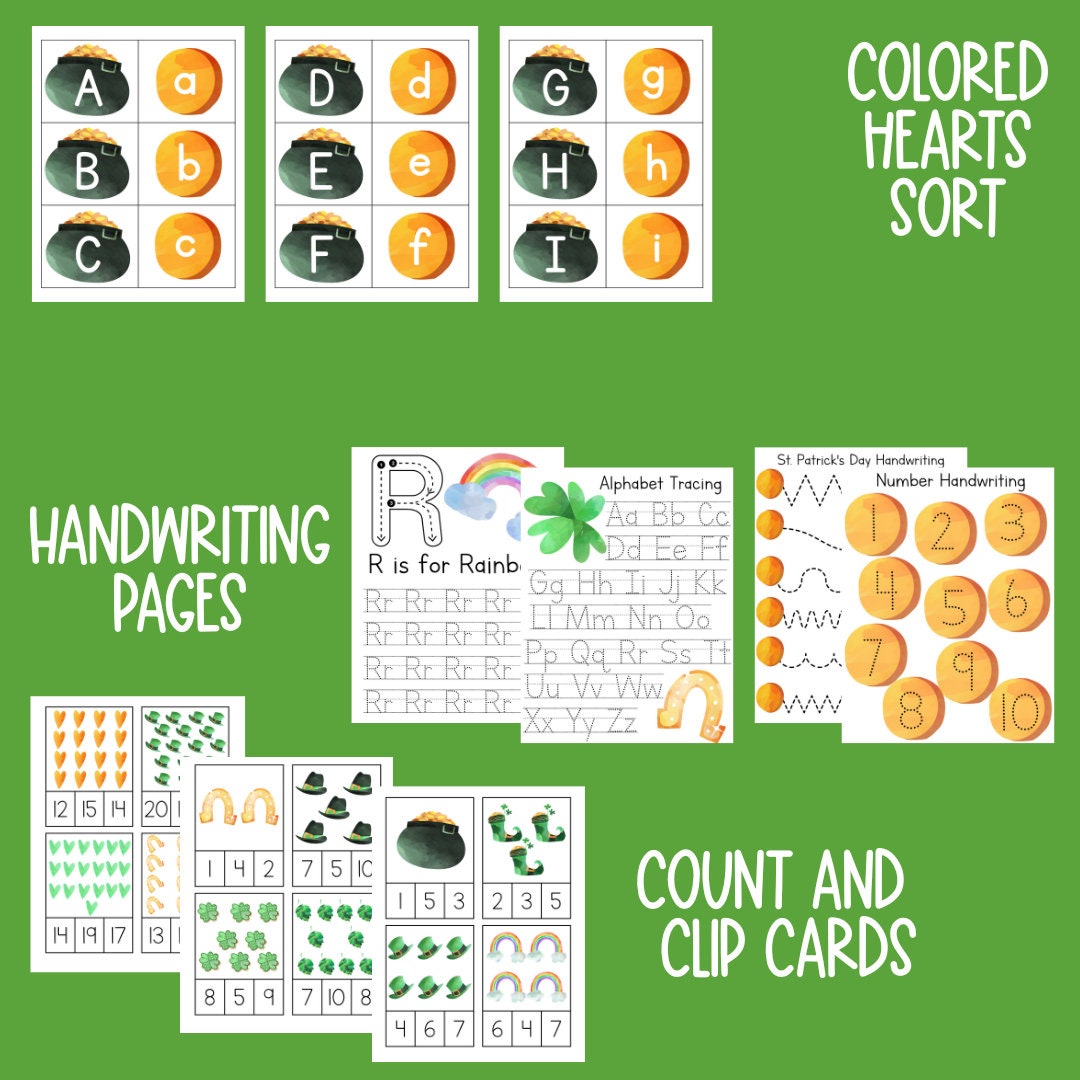 St Patrick's Day Bundle, Preschool Busy Book Pages, Preschool Printable ...