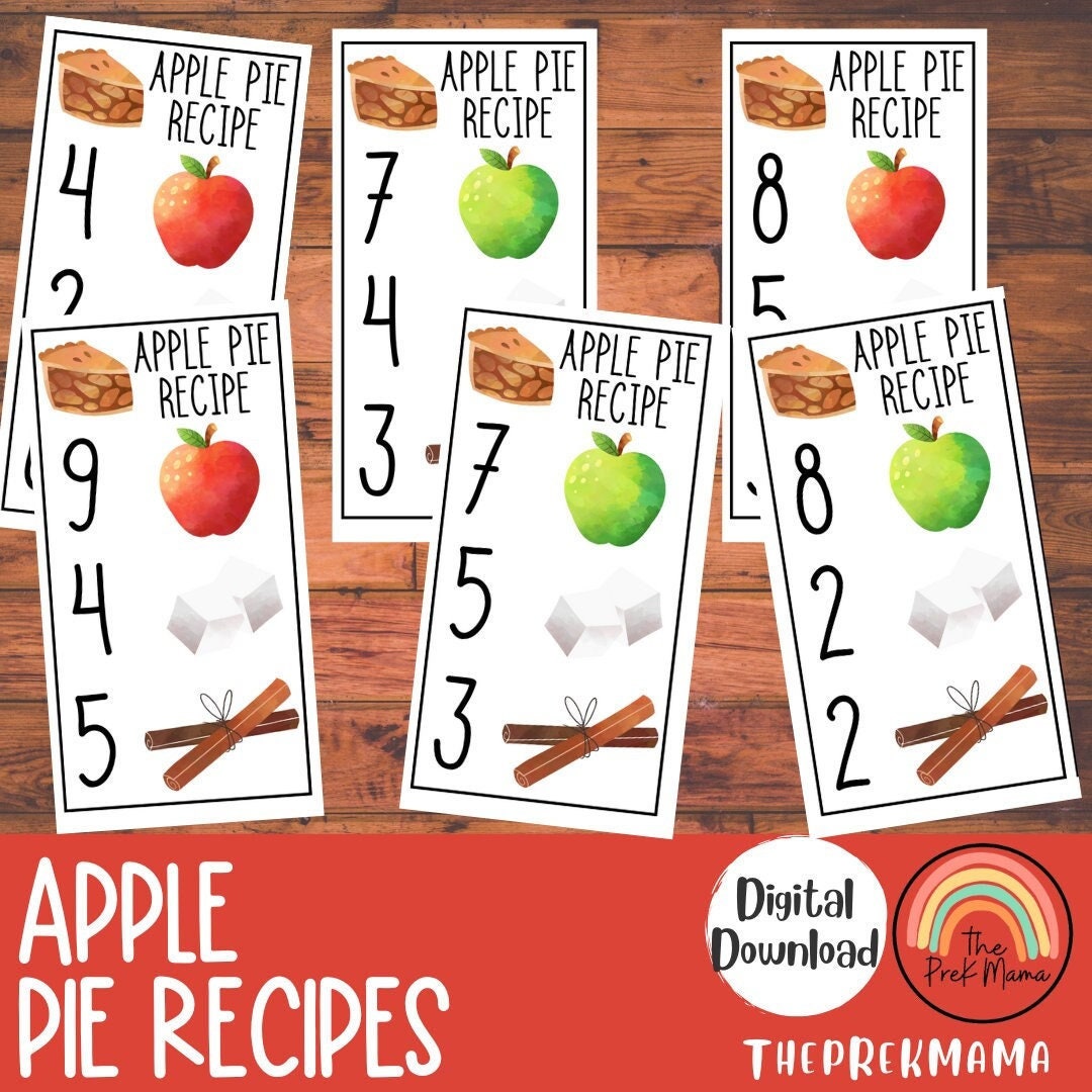 Apple Pie Recipe Cards Montessori Materials Homeschool - Etsy