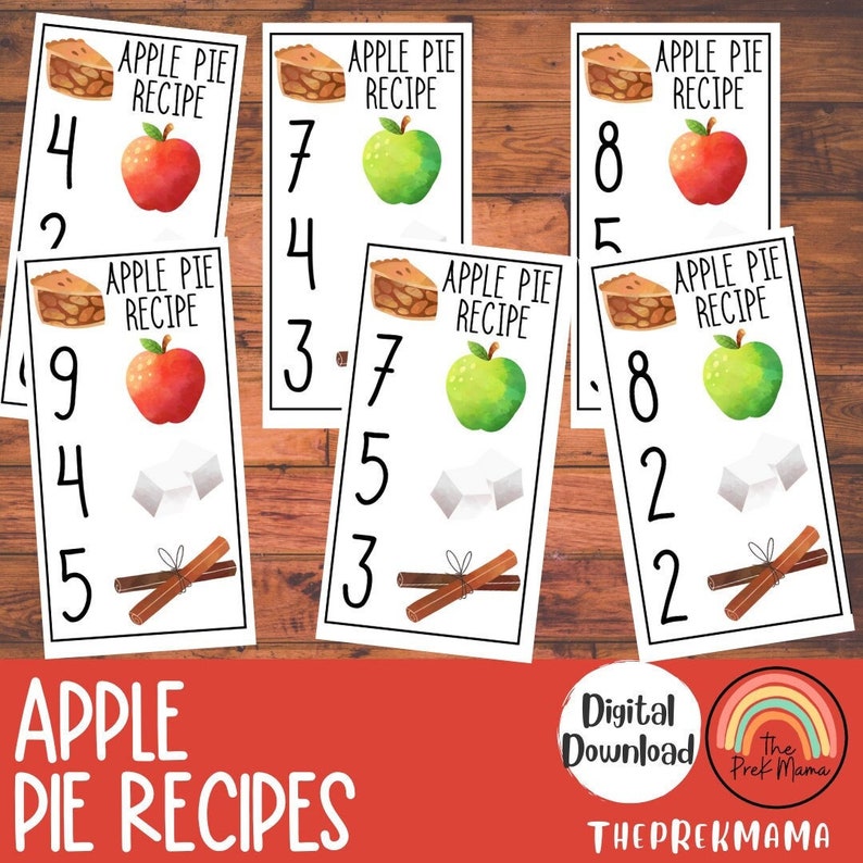 Apple Pie Recipe Cards Montessori Materials Homeschool - Etsy