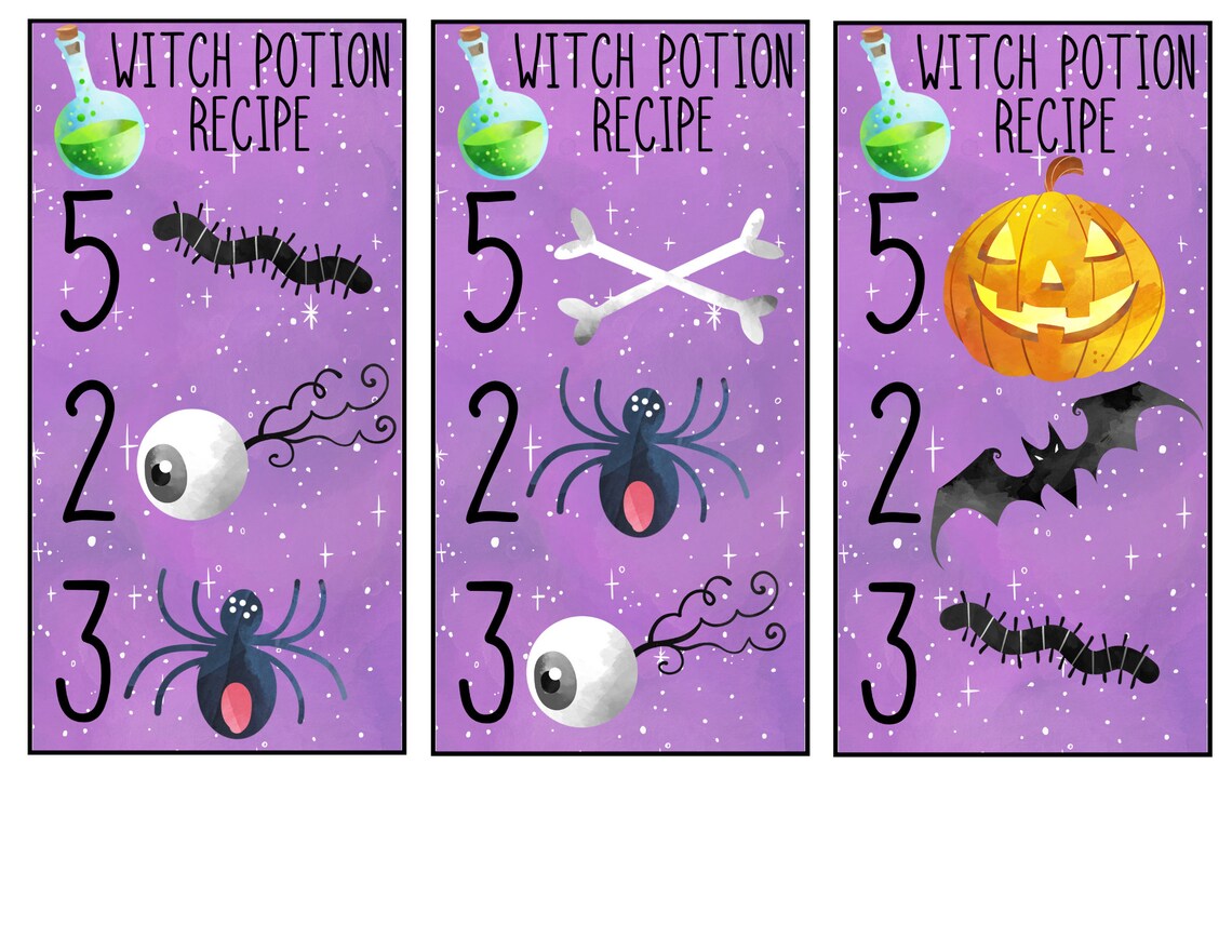 Witch Potion Recipe Cards Montessori Materials Homeschool - Etsy