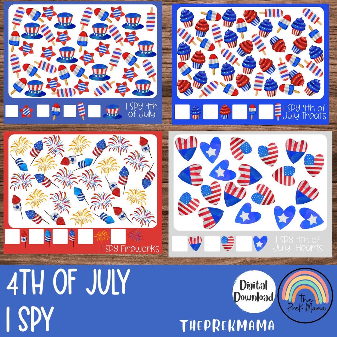 4th of July I Spy Game Preschool Worksheet Preschool - Etsy