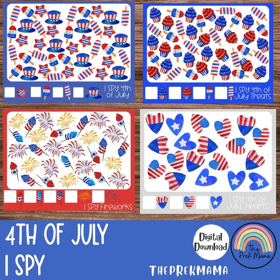4th of July I Spy Game Preschool Worksheet Preschool - Etsy