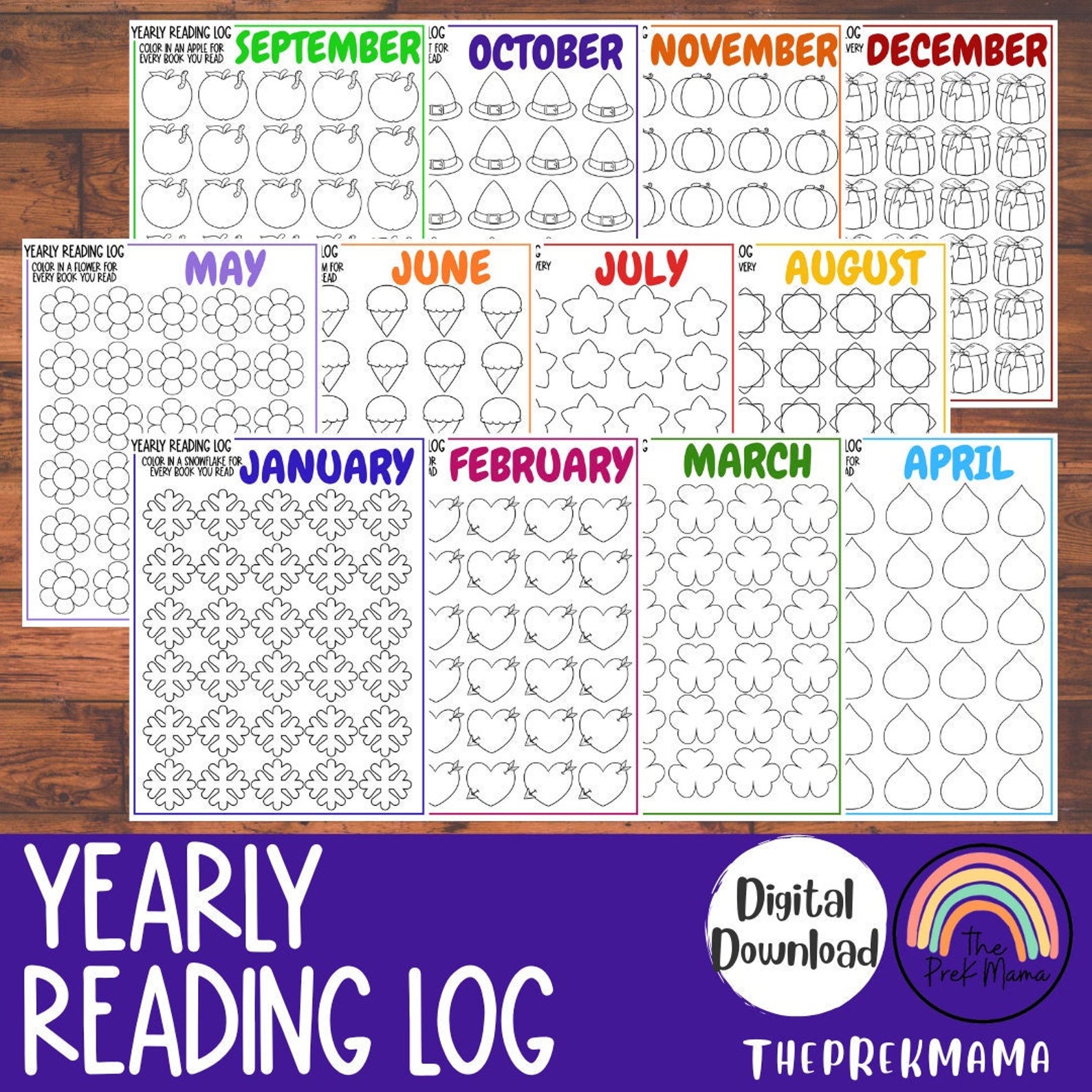 Yearly Reading Logs Kids Reading Log Children's Reading - Etsy