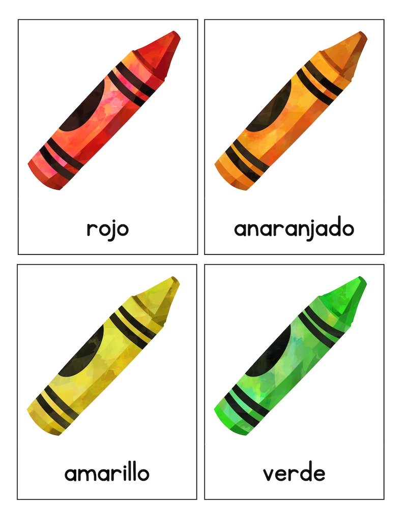 Montessori 3 Part Color Cards in Spanish Preschool Printable - Etsy