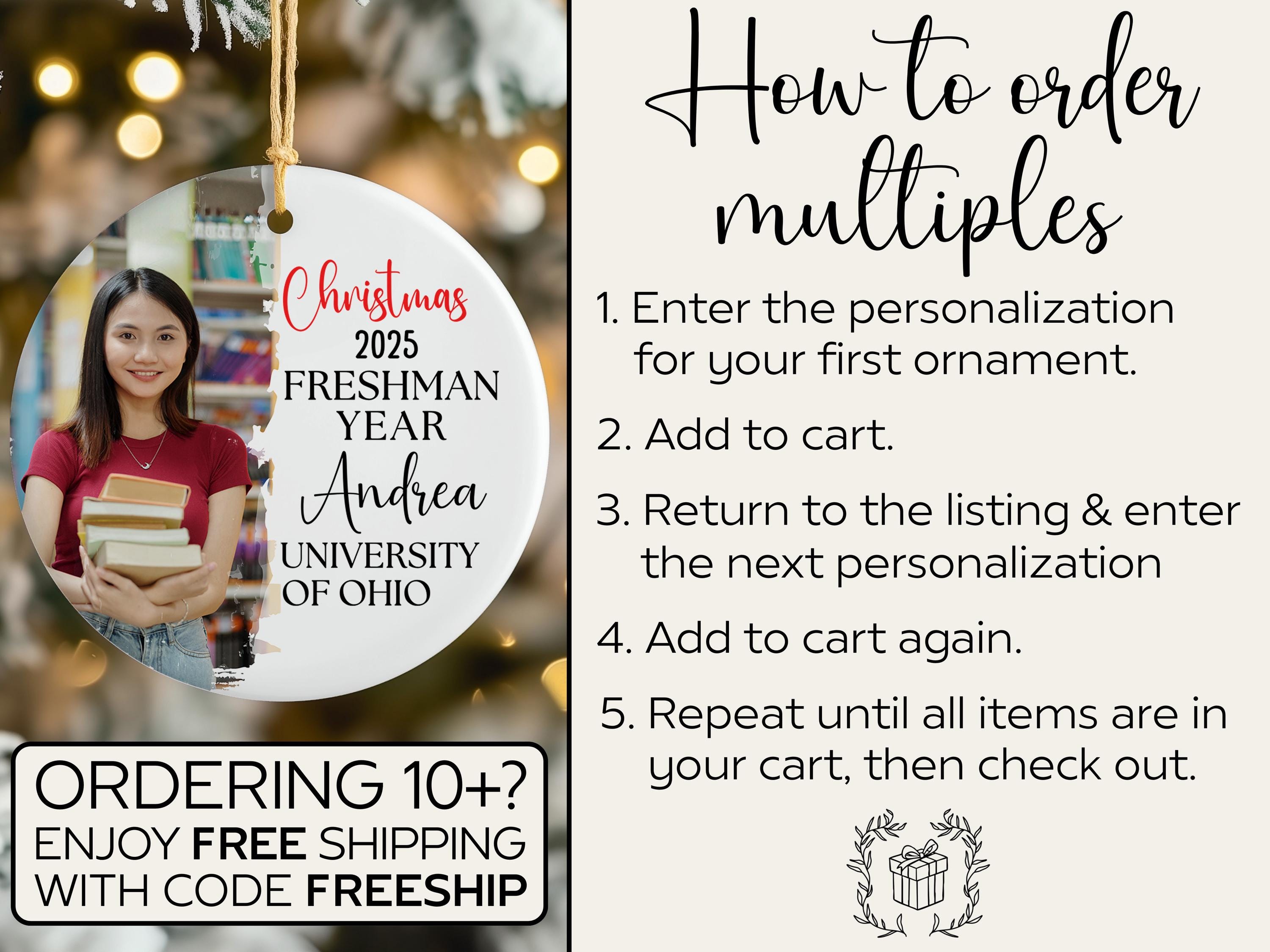 First Year at College Ornament Personalized College Ornament Freshman ...