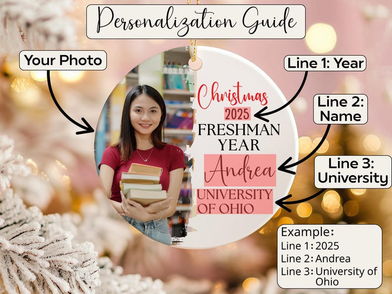 First Year at College Ornament Personalized College Ornament Freshman ...