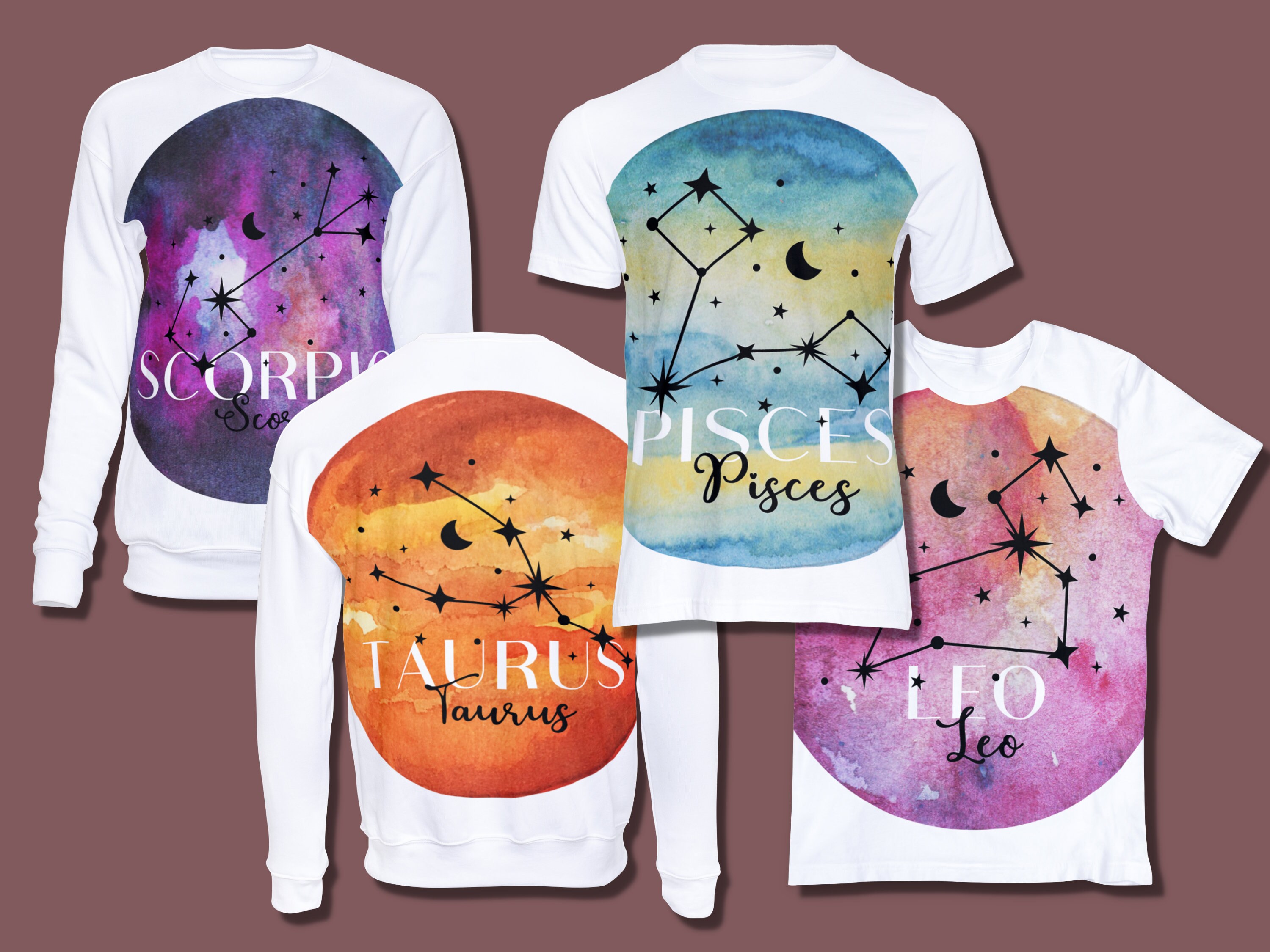 12 Zodiac Symbols | Design for Printing | Design for Mugs & T-shirts ...
