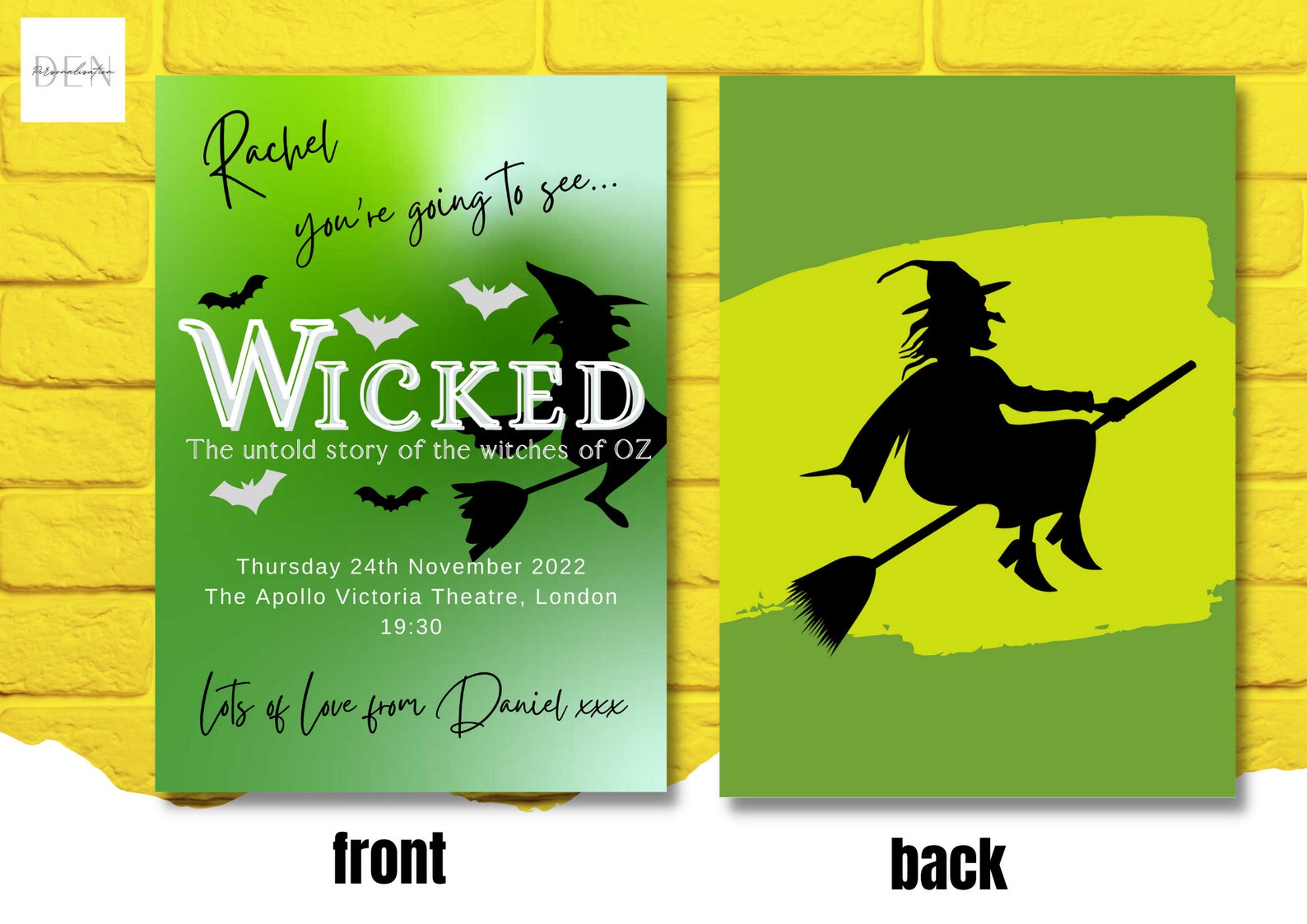 Wicked the Musical Ticket Reveal Card, Wicked Ticket Gift, Ticket ...
