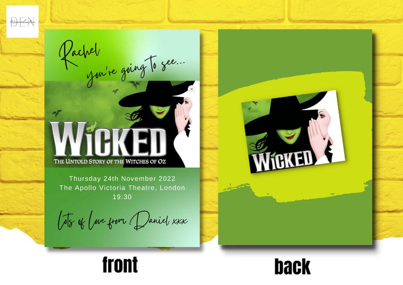 Wicked the Musical Ticket Reveal Card Wicked Ticket Gift | Etsy