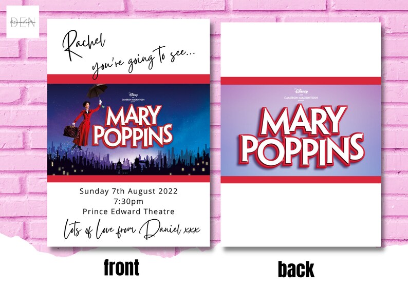 Mary Poppins the Musical Reveal Ticket Mary Poppins Reveal | Etsy