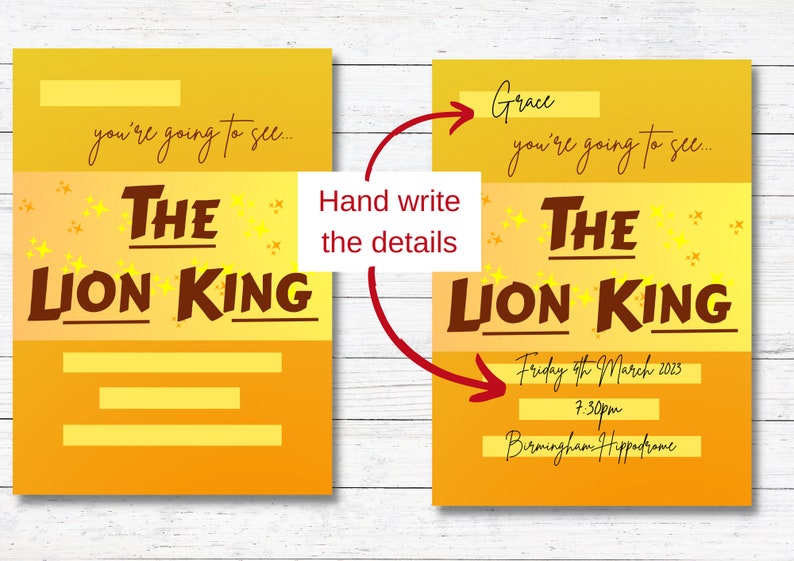 Lion King Reveal Card, Lion King Instant Download Card, Lion King ...