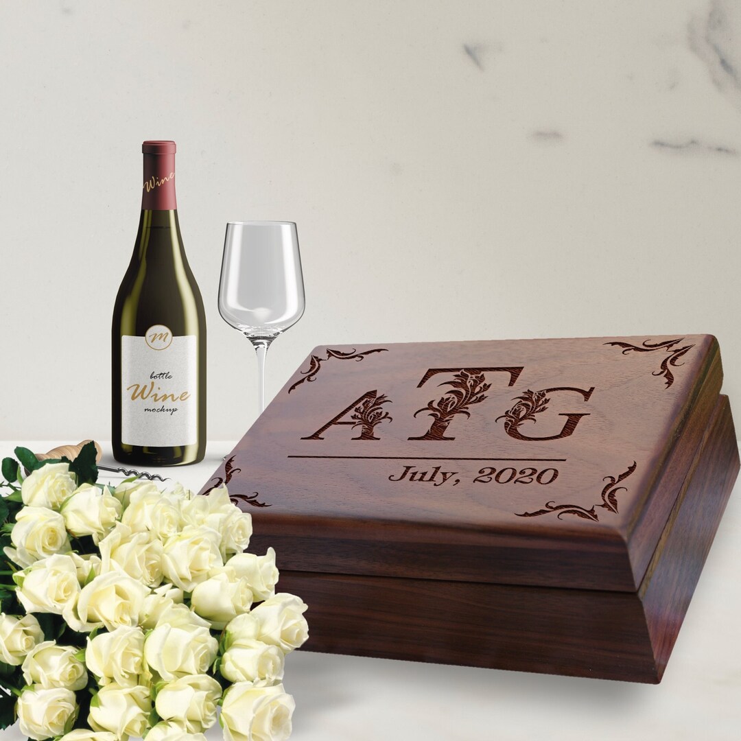 Couples Christmas Gift Box, Engraved Wooden Accessories Box ...