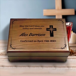 Engraved Baptism Remembrance Box With Compass, Personalized ...