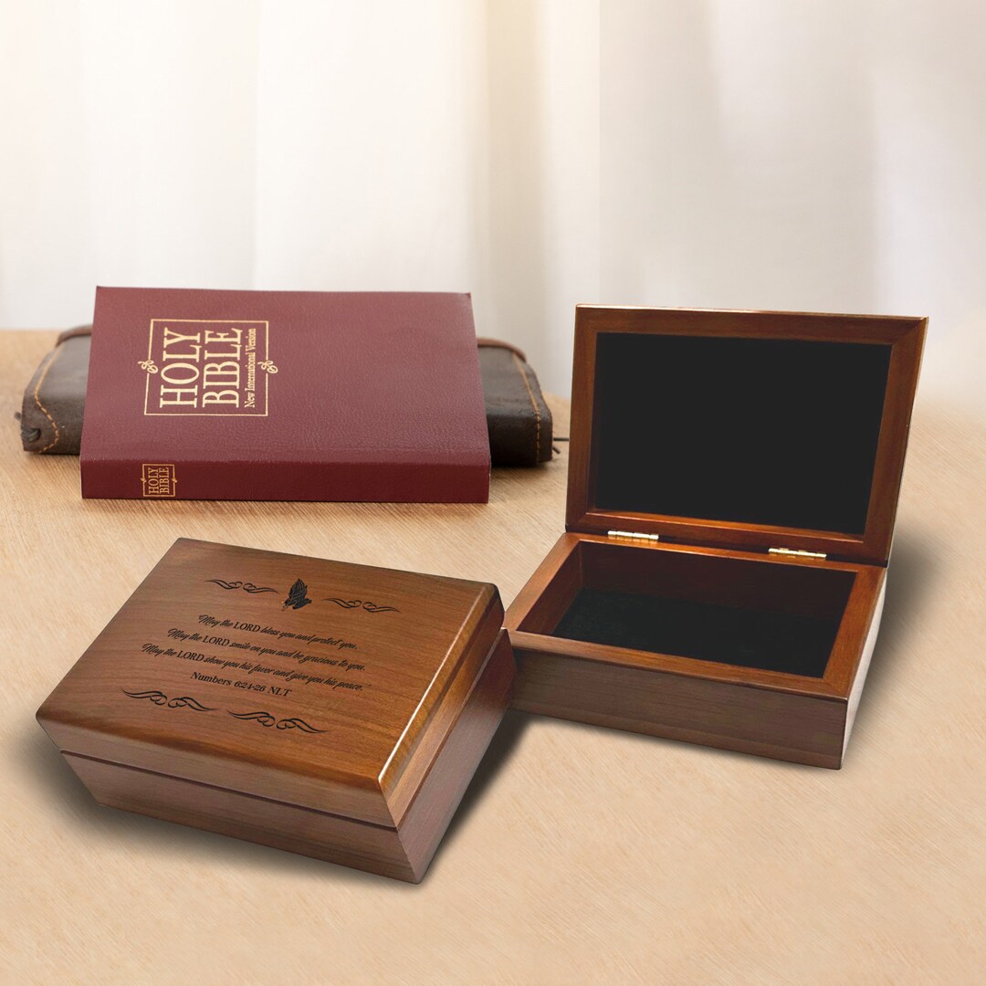 Wooden Prayer Box, Memory Box With Bible Quote, Personalized Bible ...