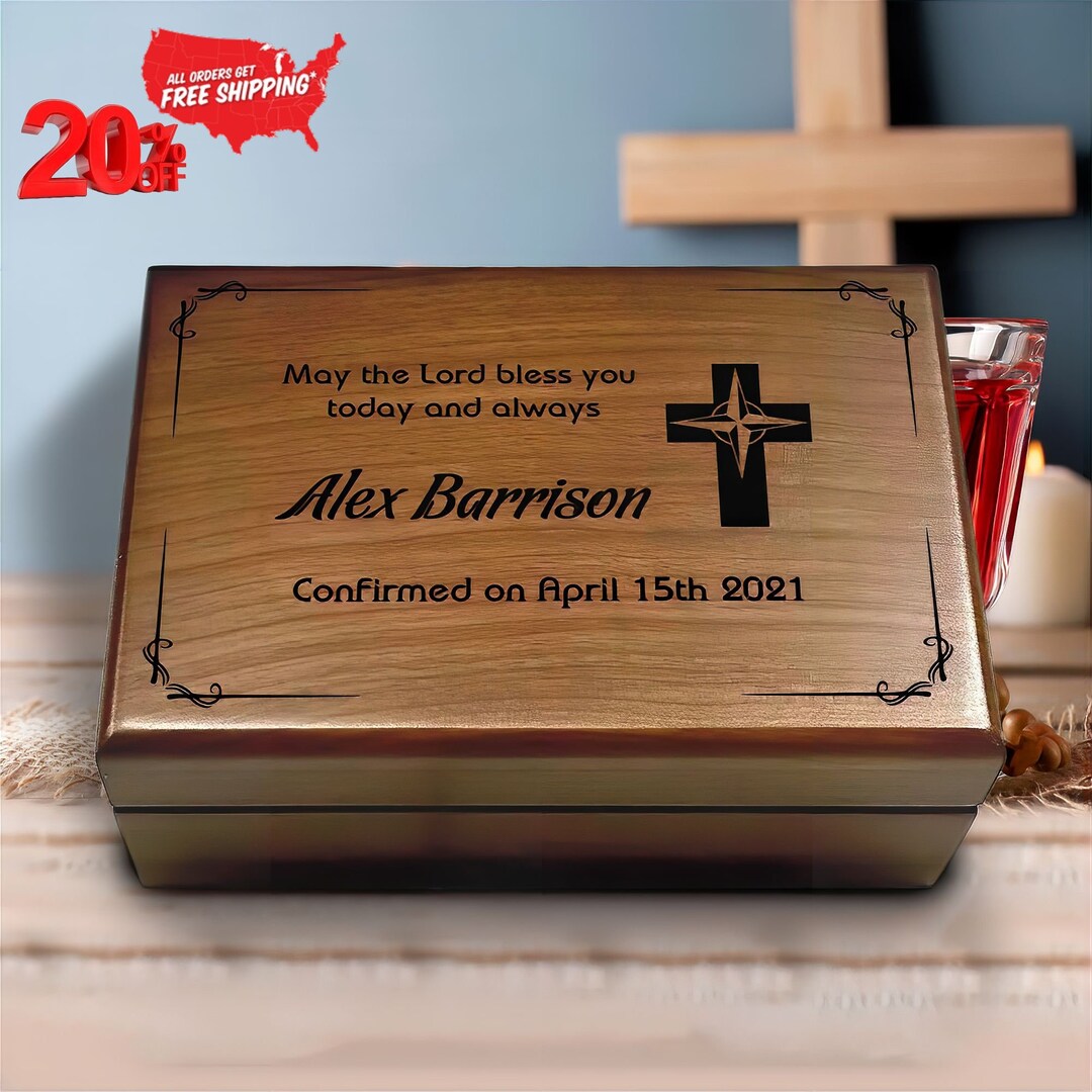 Engraved Baptism Remembrance Box With Compass, Personalized ...