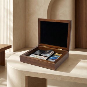 Large Memory Box - Mens Wooden Keepsake Box- Walnut Jewelry Box ...