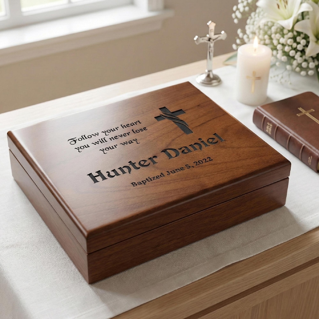 Baptism Keepsake Box, First Communion or Confirmation Gift for Grandson ...