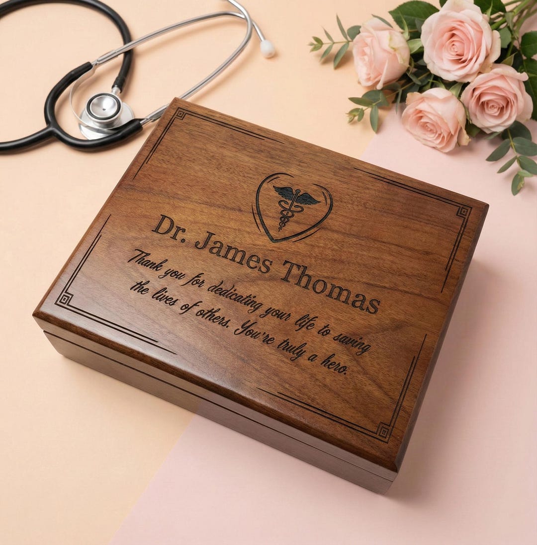 Doctor Keepsake Box: Personalize Walnut MD Memory Box, Doctor ...