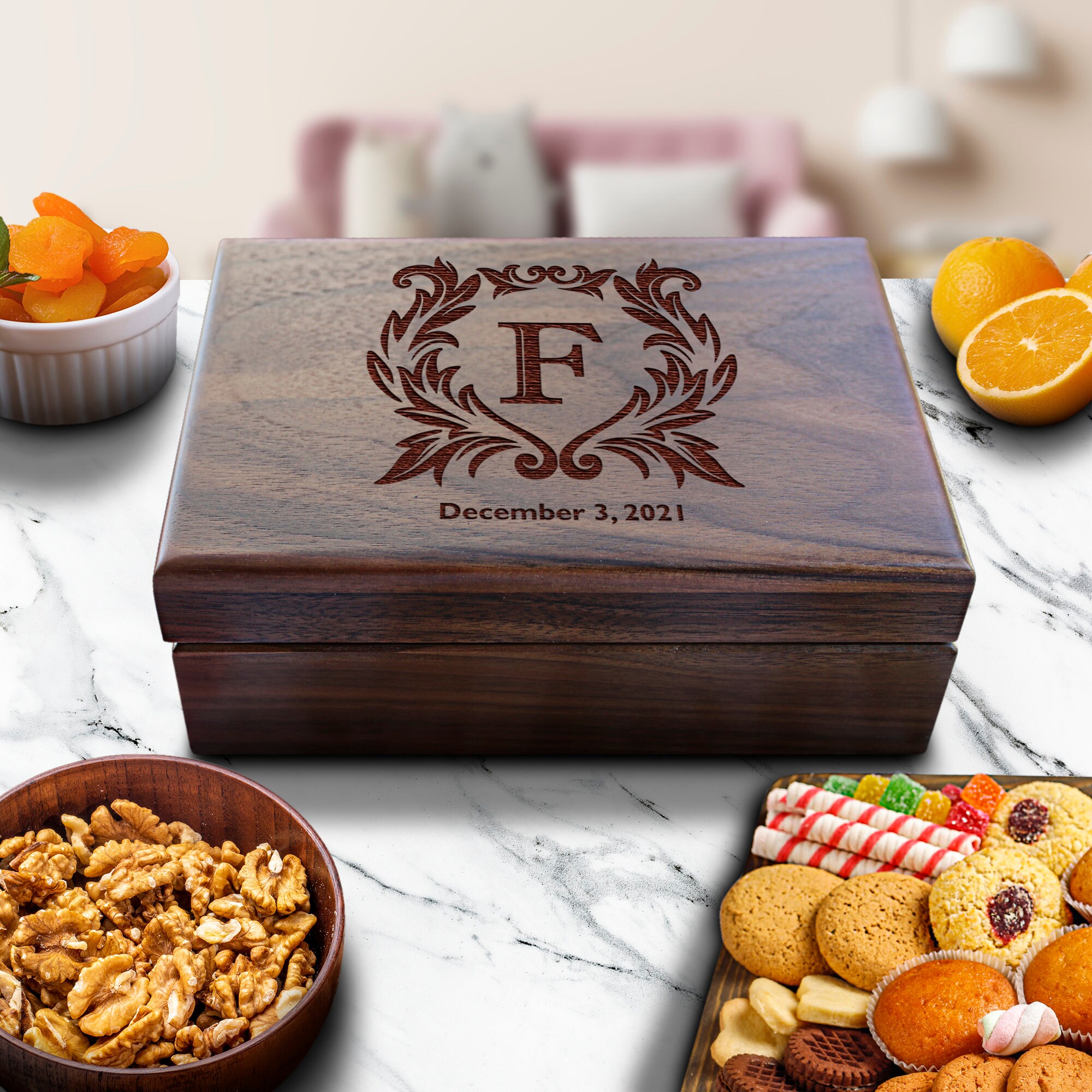 Personalized Keepsake Box Walnut Wooden Memory Box Gift for - Etsy