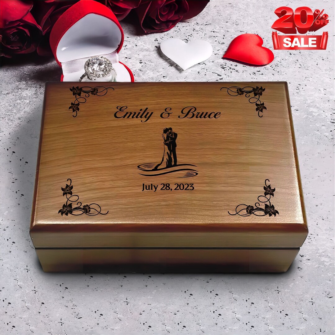 Wedding Day Gift Wooden Memory Box Couples Gift Box Engraved Keepsake ...