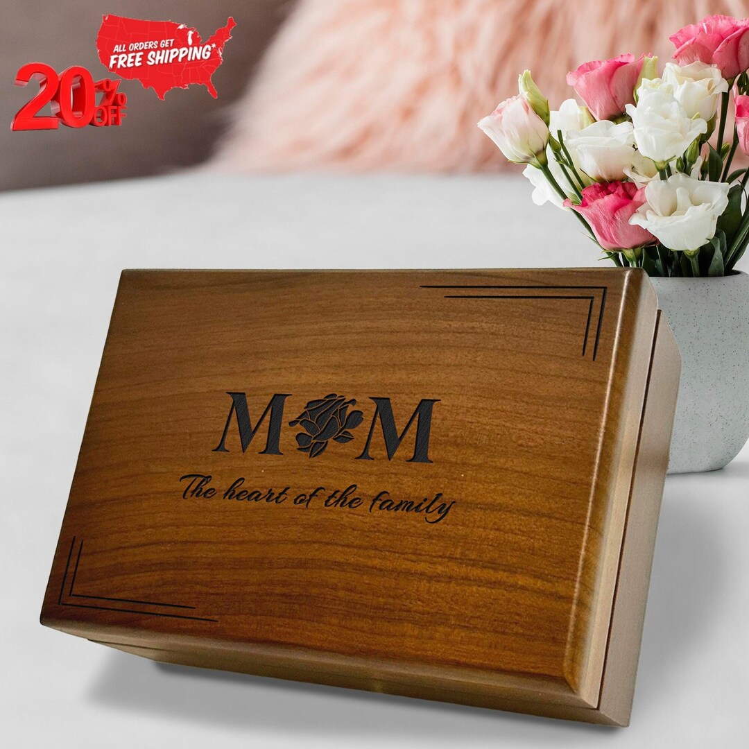 Mothers Day Gift Box, Mom Keepsake Box, Engraved Wood Box for Mom ...