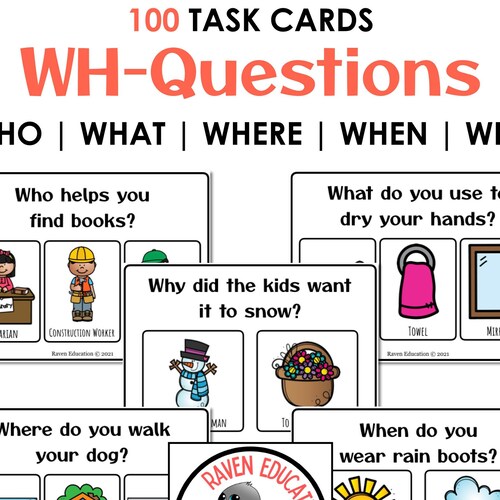 Wh-questions 100 Printable Task Cards who What Where - Etsy