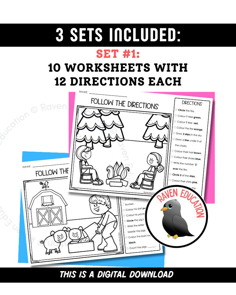 Following 1-step Directions: No-prep Worksheets (speech Therapy ...