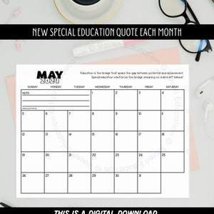 Printable 2024 Calendar for Special Education Teachers, Special ...