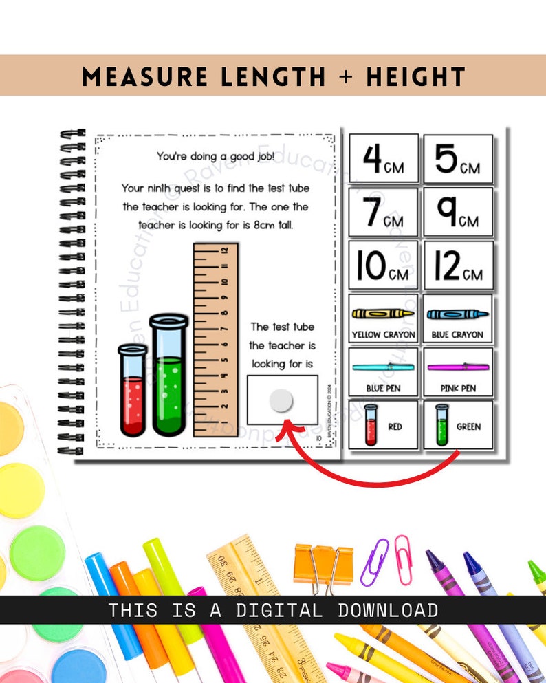 A Measurement Quest: Let's Use A Ruler interactive Book Adapted Book ...