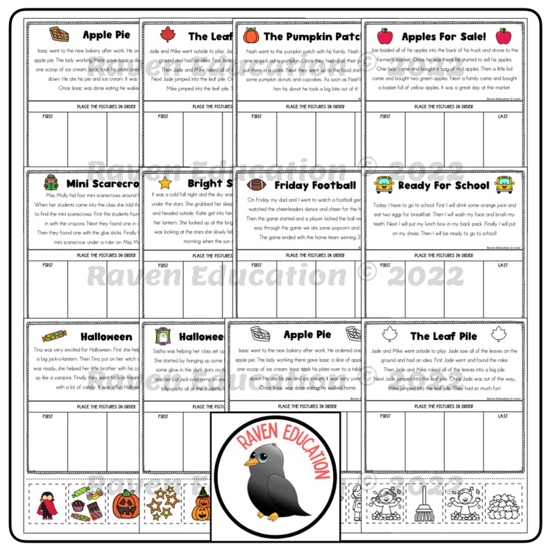 Fall Sequencing Stories (reading Comprehension) File Folder or Cut and ...