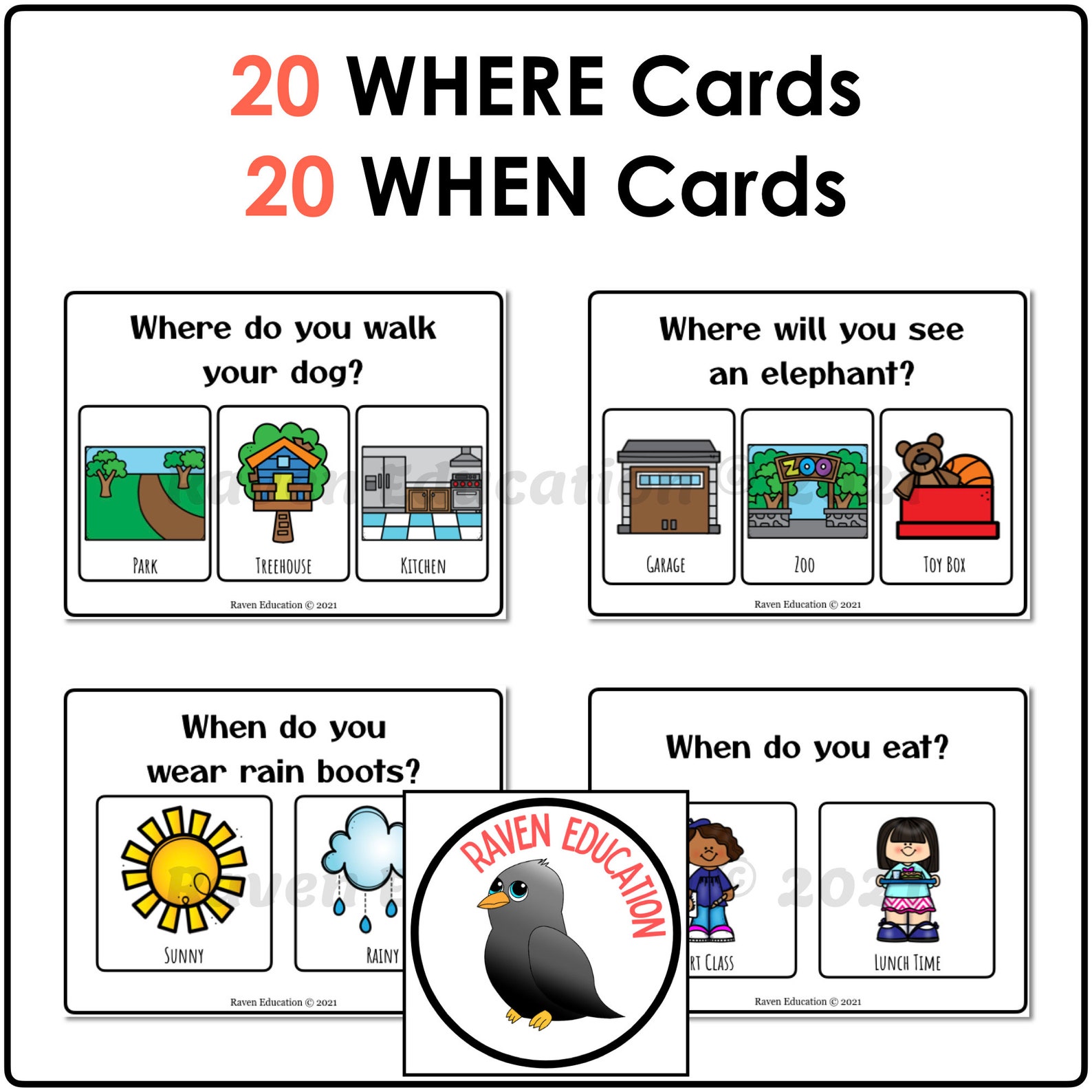 Wh-questions - 100 Printable Task Cards (who | What | Where | When ...