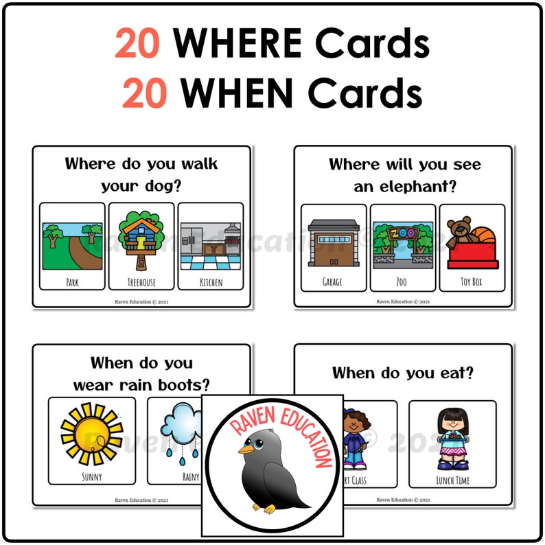 Wh-questions - 100 Printable Task Cards (who | What | Where | When ...