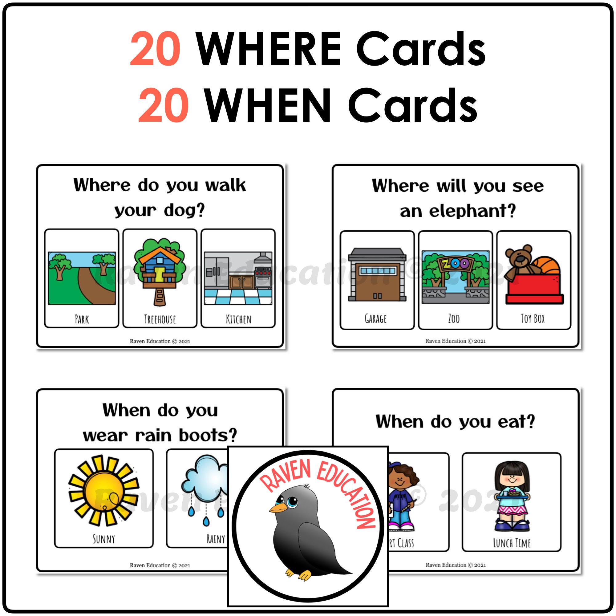 Wh-questions - 100 Printable Task Cards (who | What | Where | When ...
