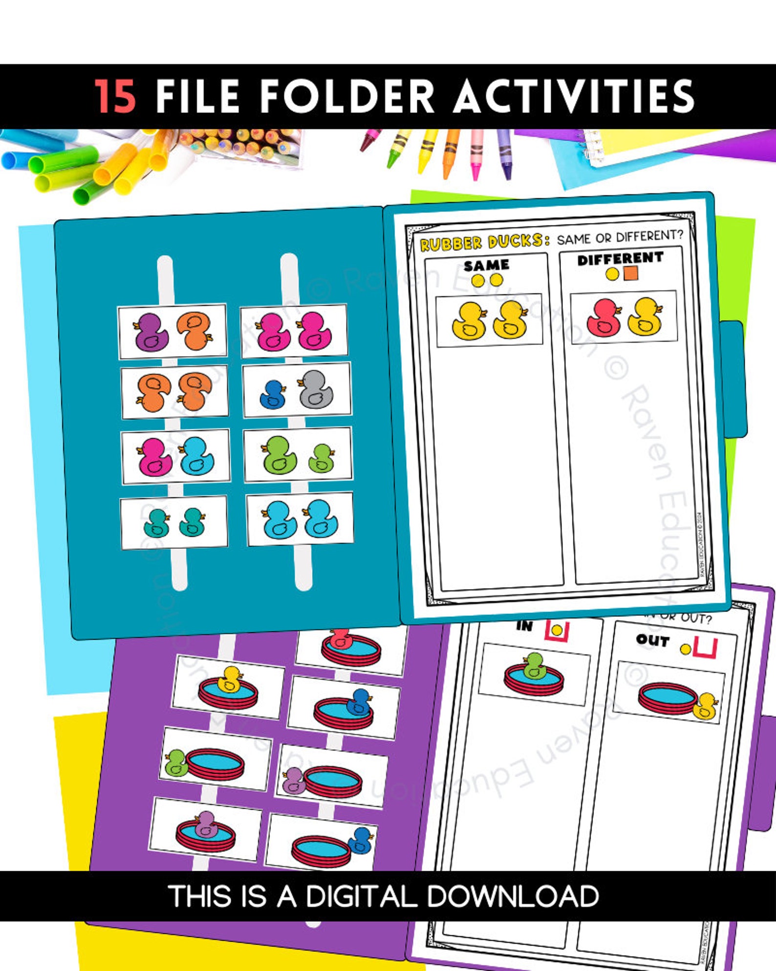 Rubber Ducks File Folder Activity Bundle (15 File Folder Activities ...