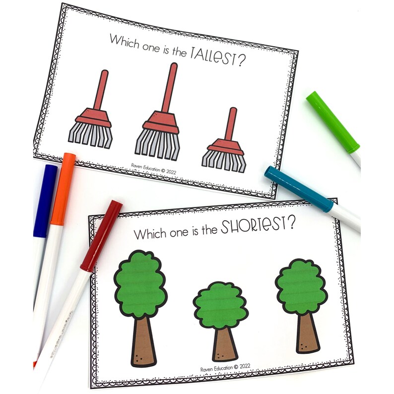 Shortest & Tallest Activities file Folders and Task Cards - Etsy