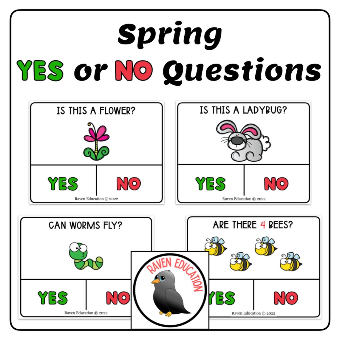Spring: YES or NO Question Task Cards - Etsy