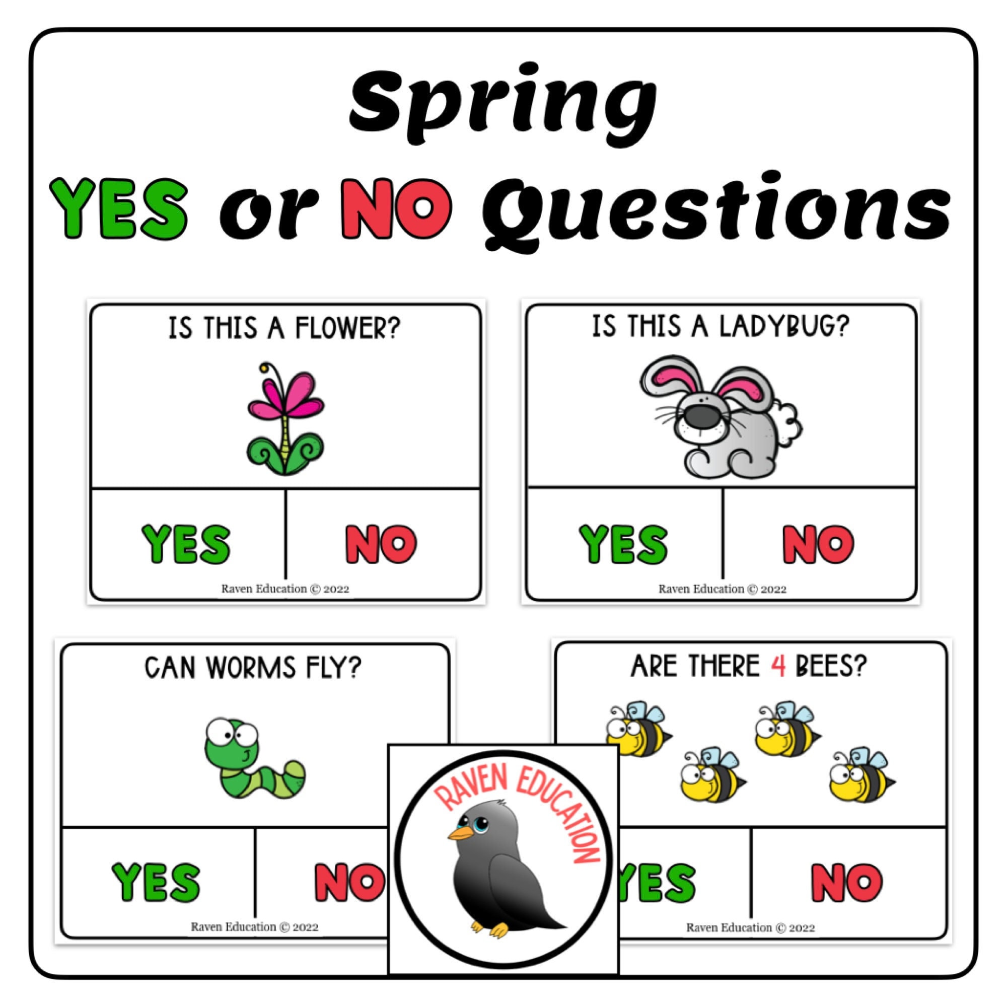 Spring: YES or NO Question Task Cards - Etsy