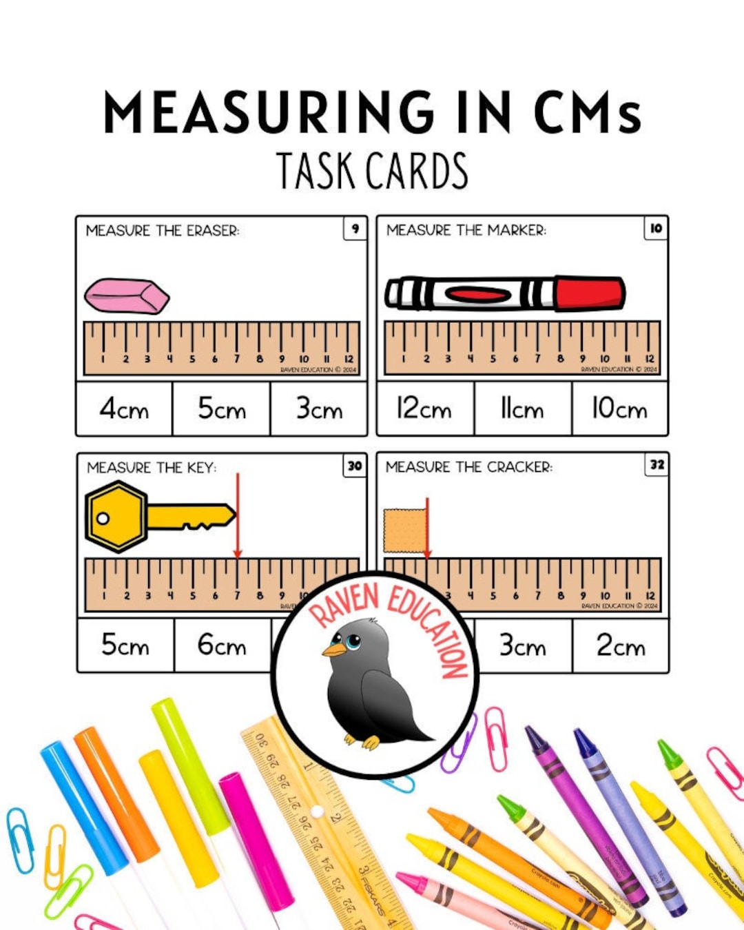 Measuring Using Centimeters - Task Cards (with A Guide and Without ...