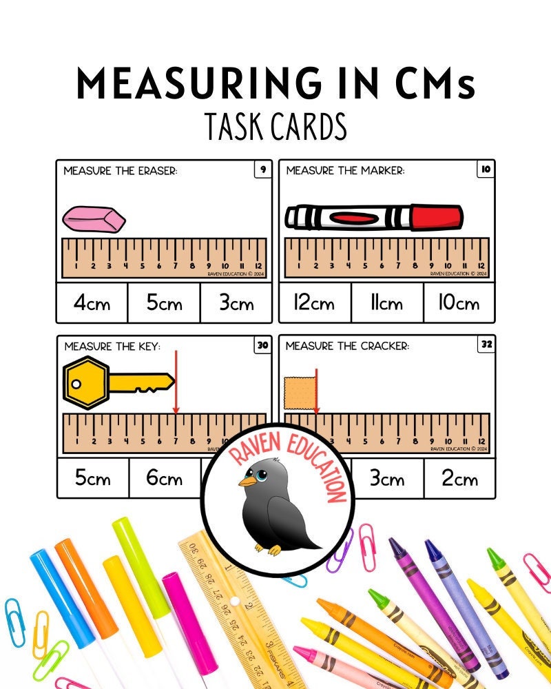 Measuring Using Centimeters - Task Cards (with A Guide and Without ...