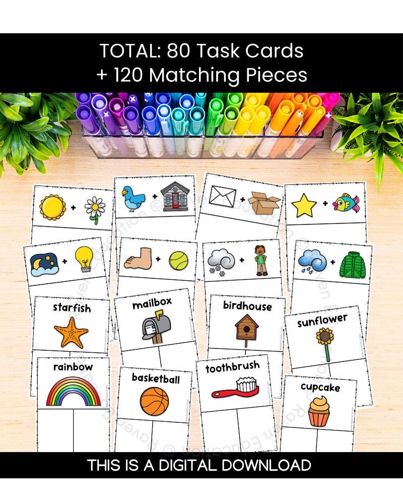 Compound Words Matching Task Cards (vocabulary | English | Special ...