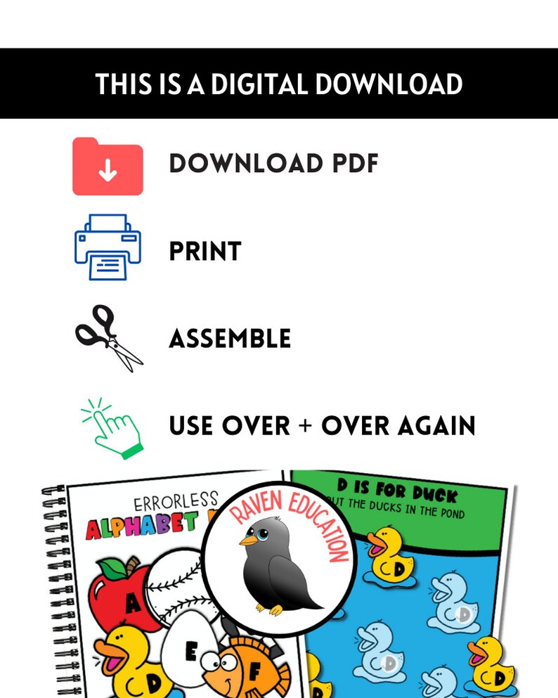 Errorless Alphabet Book 26 Matching Activities interactive Independent ...