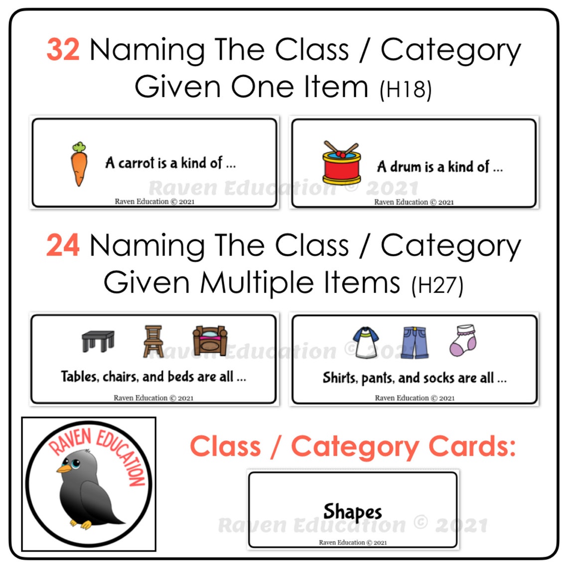 Intraverbal: Class / Category Task Cards (aligned With ABLLS-R H14, H15 ...