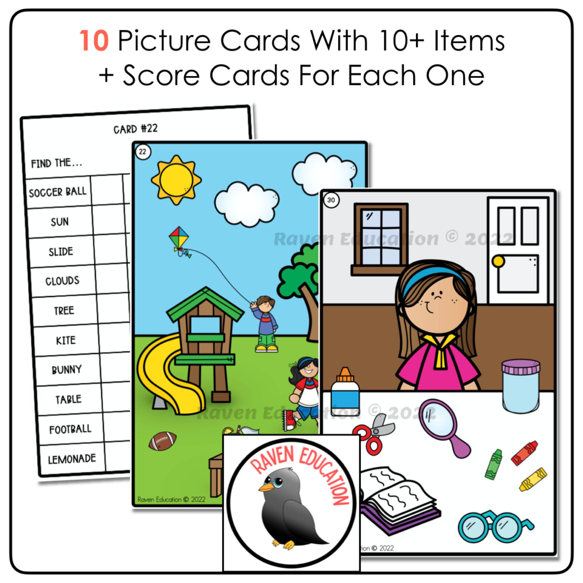 Locate Objects in Pictures: Picture Cards & Score Cards (aligned With ...