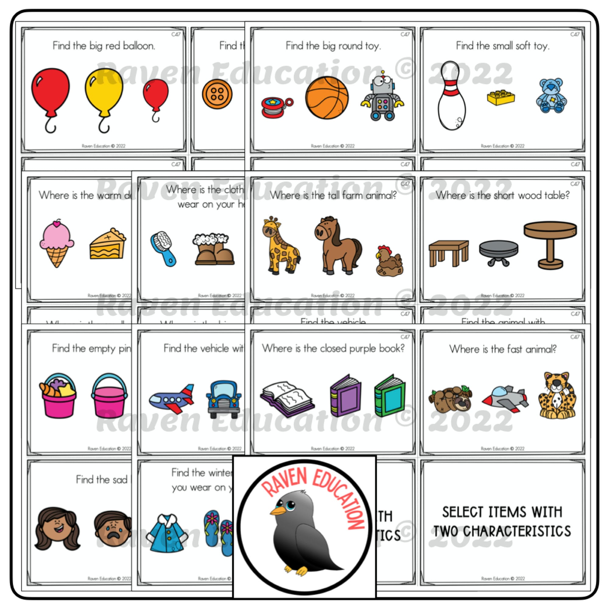 Select Items With 2 Characteristics - Task Cards (aligned With ABLLS-R ...